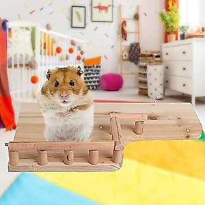Birdcage Stands Hamster Climbing Platform, Wooden Rest Platform with Railing Small Pet Wooden Toys for Guinea Pig Chinchilla Small Animals Climbing