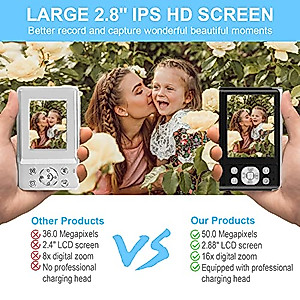 Digital Camera for Kids, Small Cameras for Teens, Portable Compact Camera for Photography, 1080P 50MP Autofocus Children Camera with 32GB SD Card, 2.88 Inch LCD Screen, 16x Digital Zoom (Black)