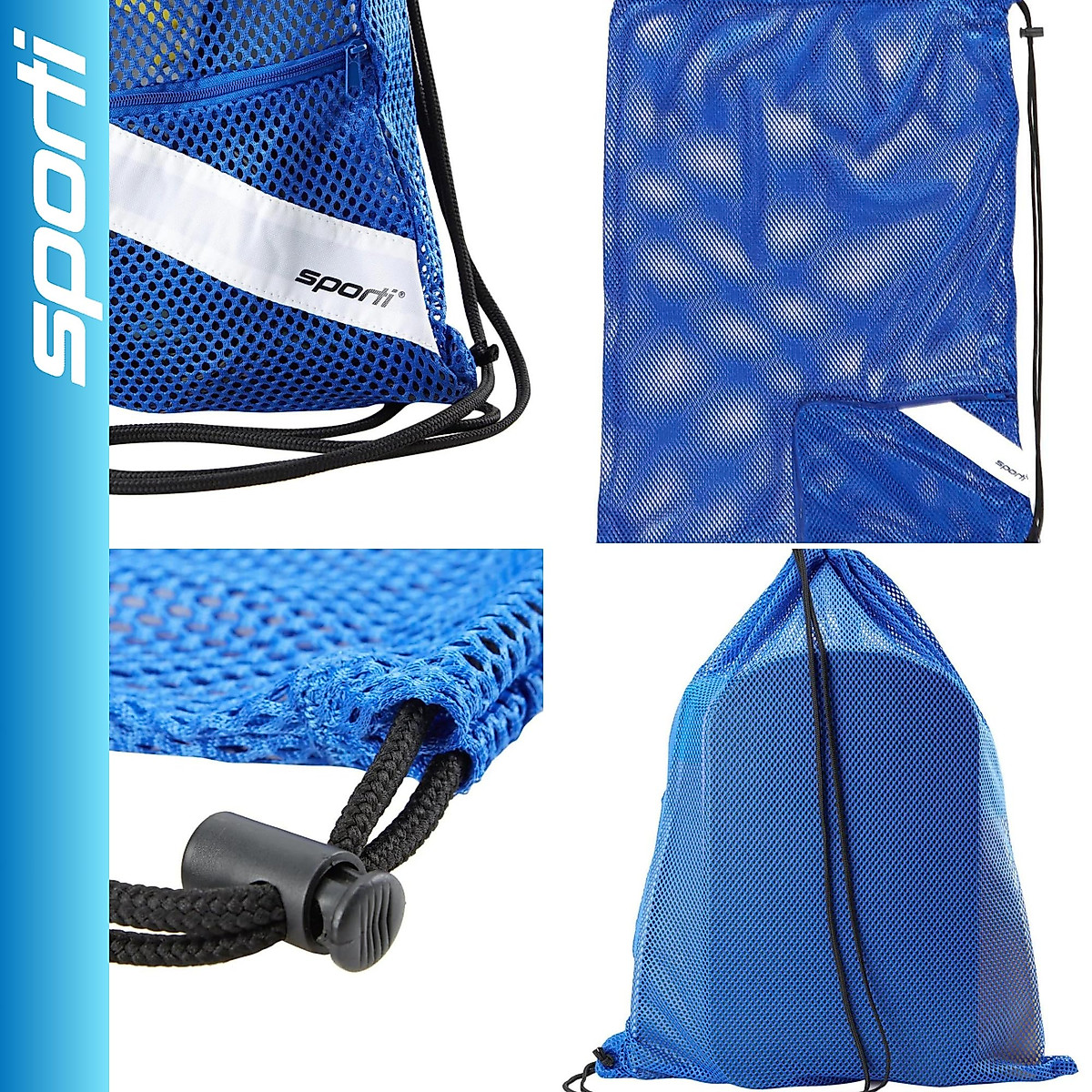 Sporti Mesh Bag with Zipper Pocket - Blue