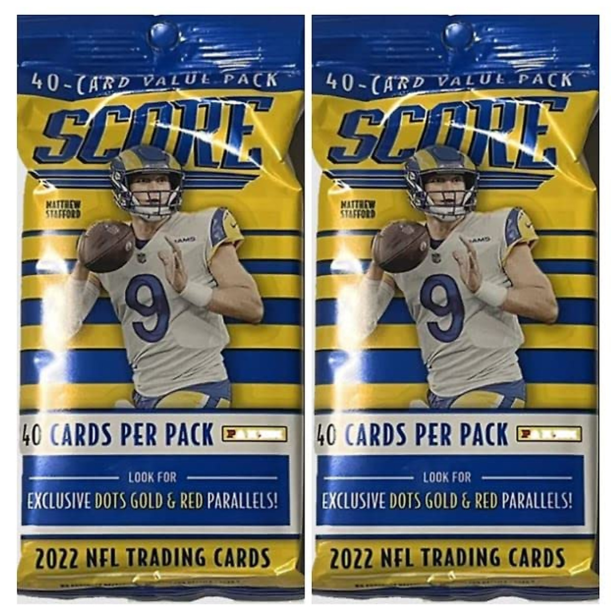 2022 Panini Score Football NFL Cello Fat Pack Set of 2 Packs - 80 Trading Cards Total - 40 Cards Per Pack
