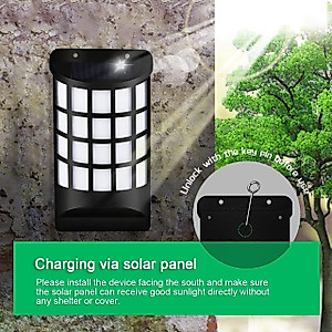 Solar Flame Lights Outdoor Waterproof Flickering Flame Solar Lights Dark Sensor Auto On/Off 66 LED Solar Powered Wall Mounted Night Lights Lattice Design for Garden Pathway Patio Deck Yard (4Pack)