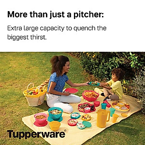 TUPPERWARE Brand Impressions Classic Sheer Pitcher with Lid, Papaya - 1 Gallon - Dishwasher Safe & BPA Free - Mess-Free, Reusable Plastic Pitcher - Extra Large Capacity