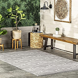 nuLOOM Joni Tribal Machine Washable Indoor/Outdoor Area Rug, 6' x 9', Grey