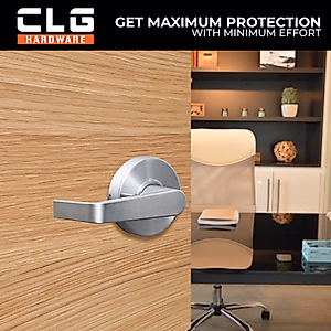 CLG HARDWARE Commercial Lever Door Lock - Heavy-Duty Locking Door Handle, Designer Door Handles, Cylindrical Lever Lock, Non-Handed Grade 2 Industrial Door Handle, 26D Satin Chrome, Classroom Function