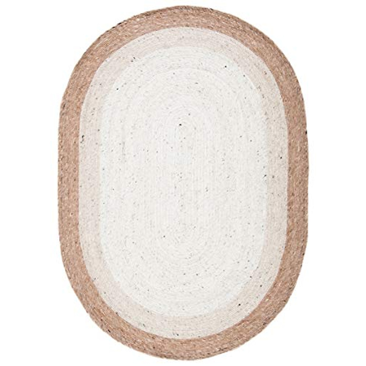 SAFAVIEH Braided Collection 4' x 6' Oval Beige/Ivory BRD903B Handmade Country Cottage Reversible Wool Entryway Foyer Living Room Bedroom Kitchen Area Rug