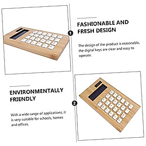 Tofficu 1pc Digit Practical Financial Large Calculator Pocket Wooden Desktop Professional Learning Electronic Children for Calculators Students Aids Portable Office Size with Leaning LCD