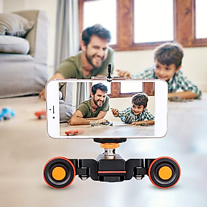 Tosuny L4X Mini Motorized Camera Slider with Remote Controller, 3 Speeds Video Camera Pulley Car Dolly Rolling Slider Skater, Compatible with DLSR Cameras, Action Cameras, and Cellphone