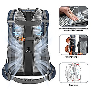 Maelstrom Hiking Backpack,Camping Backpack,50L Waterproof Hiking Daypack with Rain Cover,Lightweight Travel Backpack,Blue