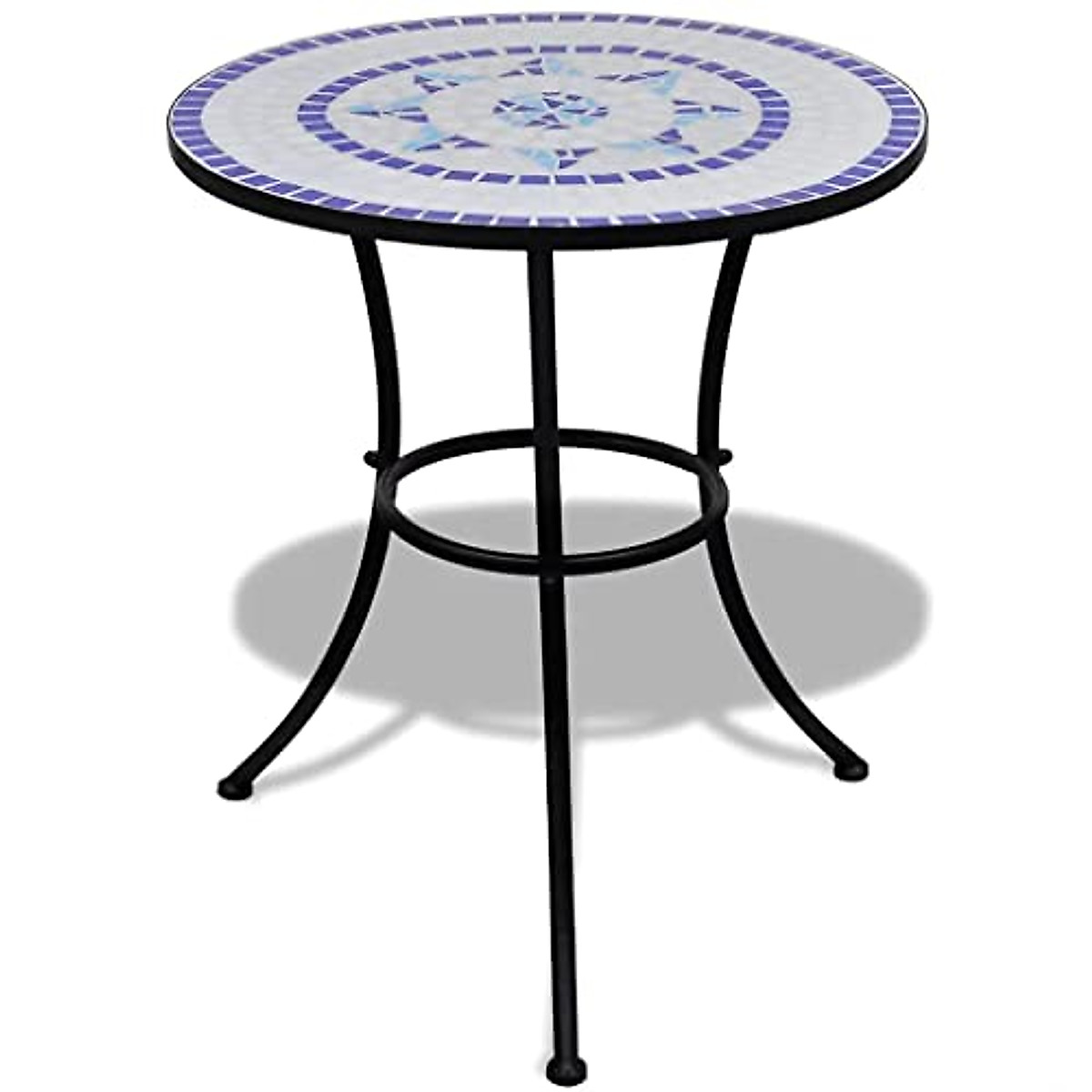 vidaXL Bistro Table Mosaic Ceramic Blue White Outdoor Garden Patio Cafe Coffee