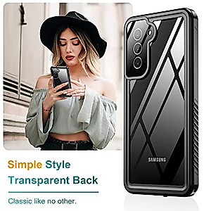 Temdan Samsung Galaxy S21 FE Waterproof Case, Slim Fit, Heavy Duty Protection, 6.4-inch Screen Protector - Black