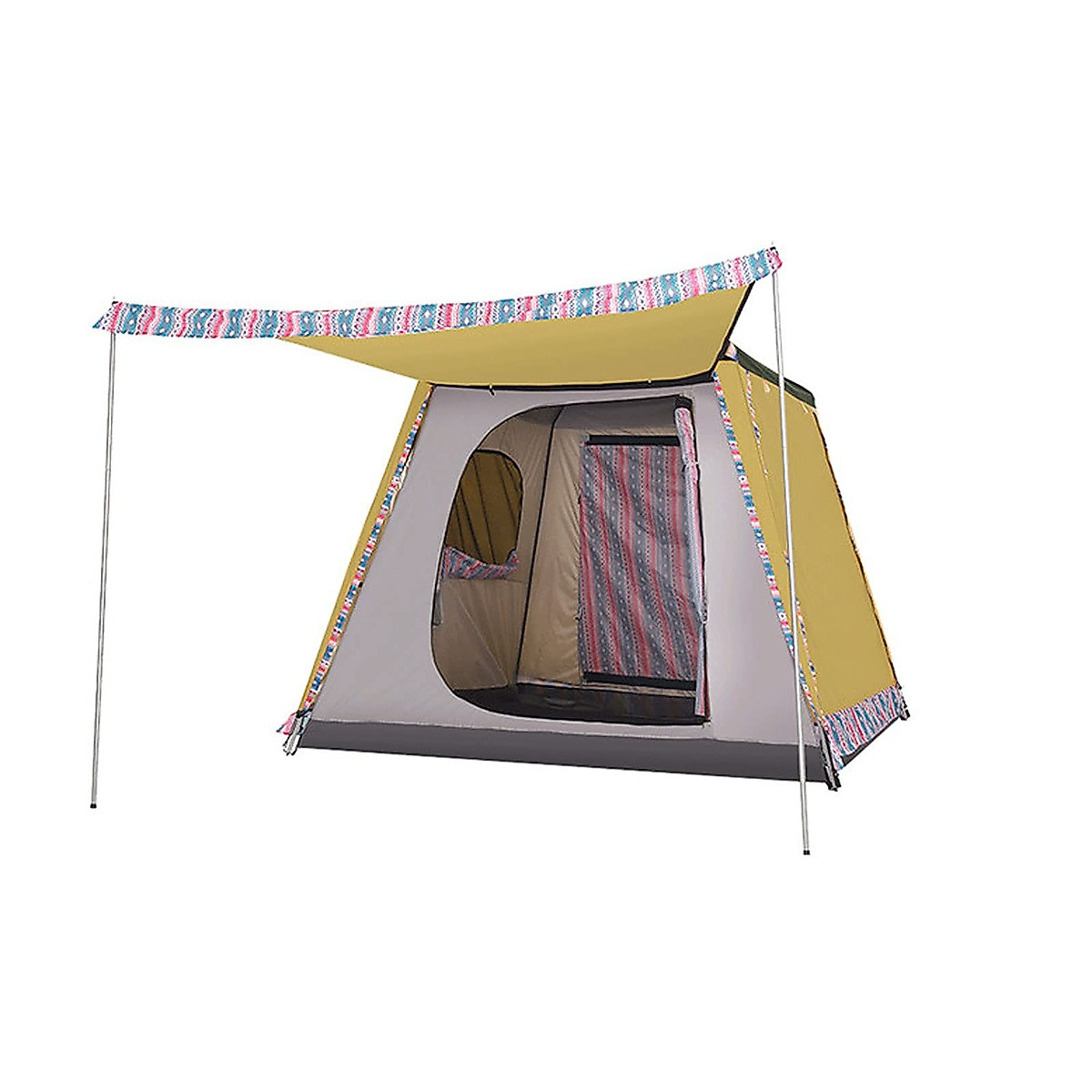 AyfeS Outdoor Tent, Automatic Instant Easy Pop Up Camping Tent, Hexagonal, Double Layer, Double Doors & 4 Windows