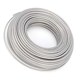 Junluck Lawn Mower Accessories, 60M Steel Wire Brush Cutter Rope, Grass Trimmer Line for Garden Pruning/Agricultural Production/Home Gardening etc, Wear Resistant & Easy to Clean