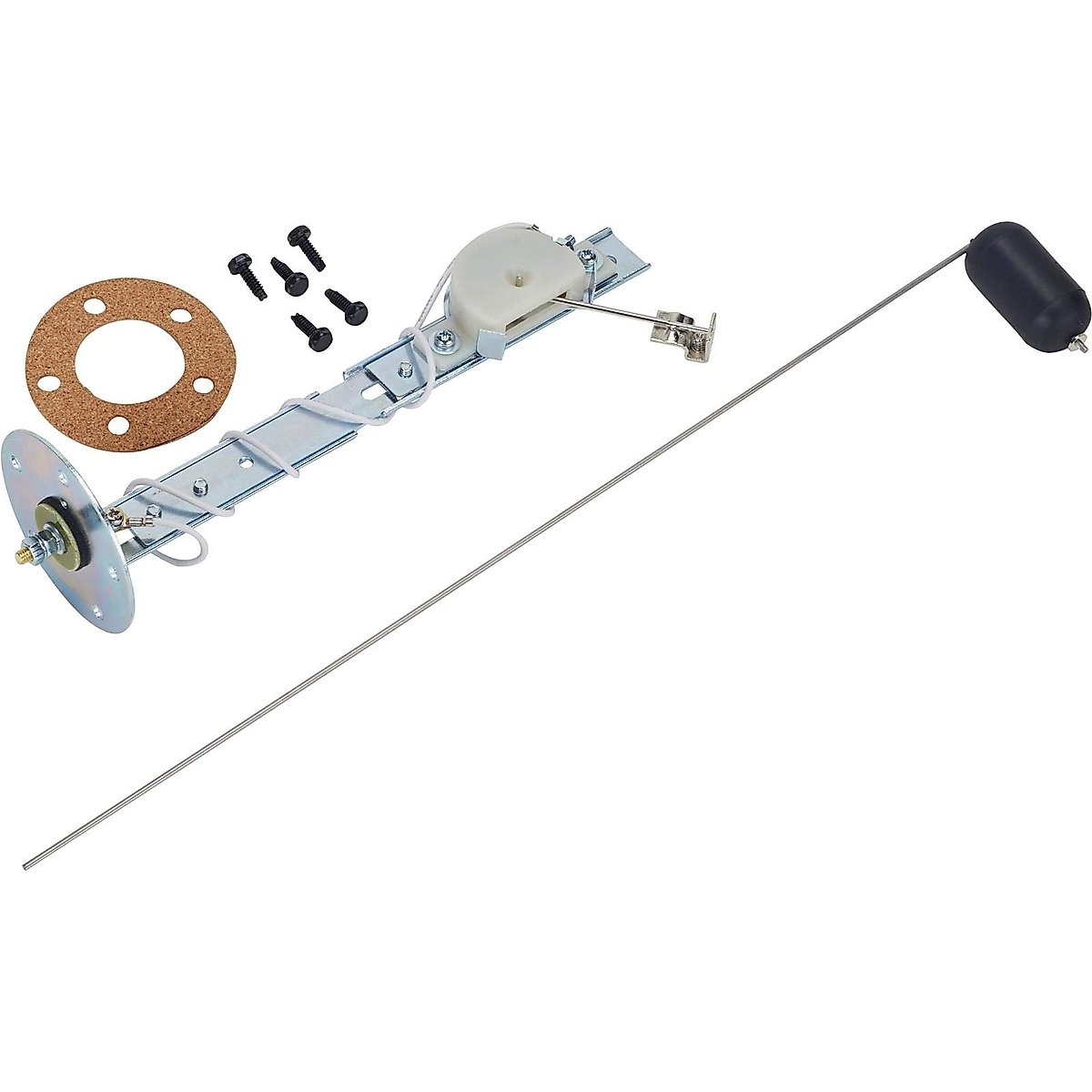 5-Gauge Set Complete Kit: 3-3/8" Mechanical Speedometer, 2-1/16" Component Gauges with White Face, Red Pointer & Chrome Bezel, Includes Tubing, Adapters, Fuel Level Sender