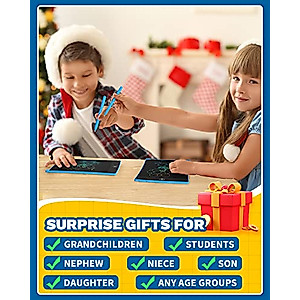 TEKFUN 2 Pack LCD Writing Tablet with 4 Stylus, 8.5in Erasable Doodle Board Mess Free Drawing Pad for Kids, Car Trip Educational Toys Birthday for 3 4 5 6 7 Girls Boys (2*Blue)