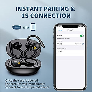 Bluetooth5.2 Headphones HD Calls 120Hrs Playtime Wireless Earbuds with Charging Case Wireless IPX7 Waterproof Ear Buds Touch Control Over-Ear Earphones with Earhooks for Sports/Running/Work/Gaming