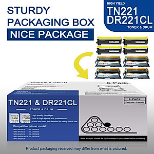 [8-Pack, 4Toner & 4Drum] TN210 BK/C/M/Y Toner Cartridge & DR210CL BK/C/M/Y Drum Unit Compatible Replacement for Brother HL-3040CN 3045CN 3075CW MFC-9010CN 9120CN 9125CN 9325CW Printer