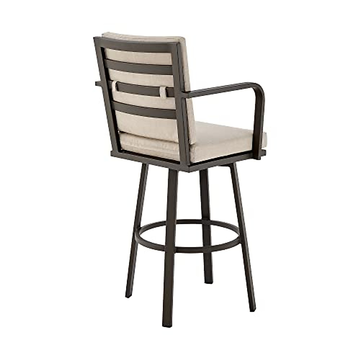 Don 30" Outdoor Patio Swivel Bar Stool in Brown Aluminum with Cushions