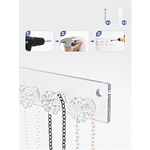 LongMen Acrylic Necklace display for Women,Necklace Holder Organizer for Girls,Jewelry Organizer Hanging with 12 Hooks,Jewelry Hangers for Necklace (2)