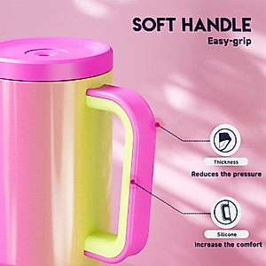 Meoky 24 oz Tumbler with Handle and Straw, 100% Leak-proof Tumbler with Lid and Straw, Insulated Stainless Steel Travel Coffee Mug, Keeps Cold for 24 Hours (Carnival)