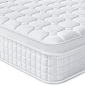 Vesgantti 10 Inch Multilayer Hybrid Queen Mattress - Multiple Sizes & Styles Available, Ergonomic Design with Memory Foam and Pocket Spring, Medium Firm Feel, White