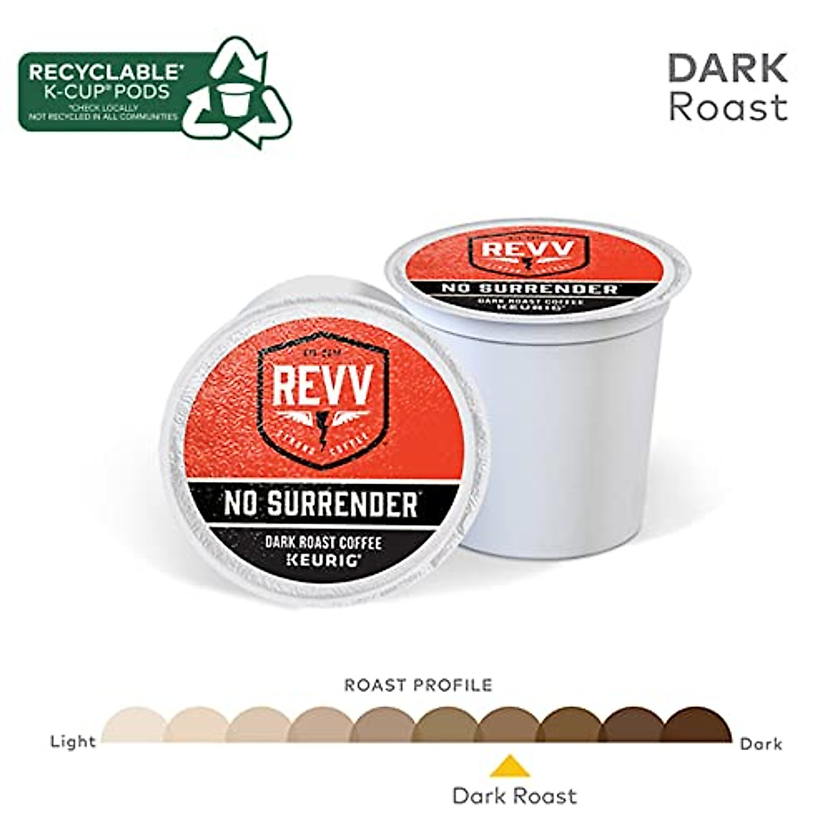REVV No Surrender, Single-Serve Keurig K-Cup Pods, Dark Roast Coffee, 96 Count