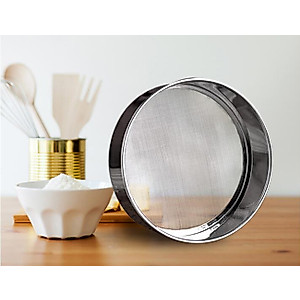 LOVEDAY 6" Flour Sieve Stainless Steel Round Flour Sieve Strainer with 40 Mesh (6 Inch, 18/8 Steel) Flour Sieve