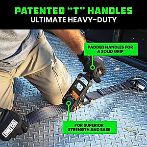 Rhino USA Car Trailer Ratchet Straps Kit - 11,128lb Guaranteed Break Strength - Use for Car, Truck, UTV & More - (4) Premium 2" x 8' Ratchet Straps with Padded T-Handles + (4) Axle Straps Tie Down