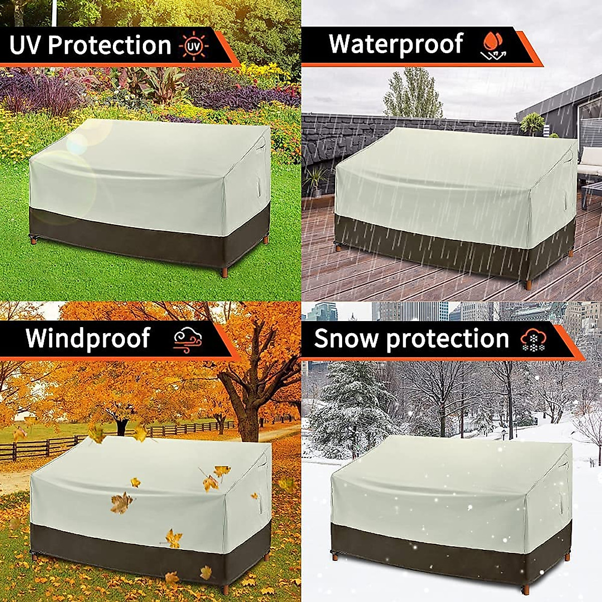 LBW Round Outdoor Furniture Covers Waterproof Patio Table&Chair Set Cover UV Protection Anti-Fading Outdoor Furniture Cover 72"D x 23" with Storage Bag