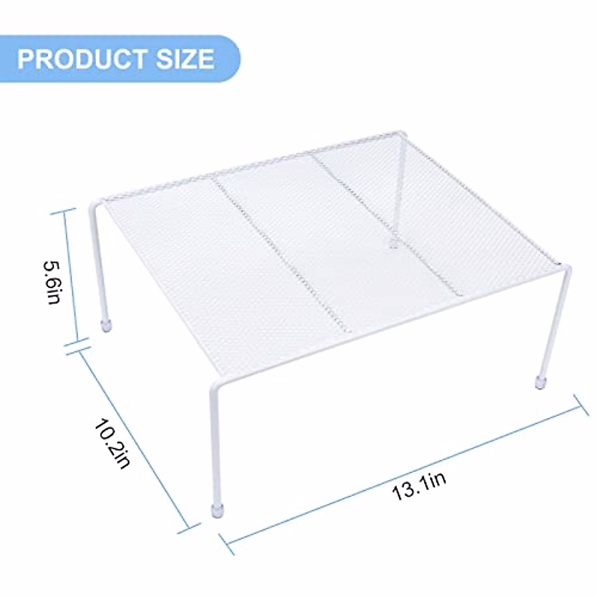Set of 2 Mesh Kitchen Shelves Cabinet Storage Shelf Rack (13.1 x 10.2 Inch) ,Kitchen Bathroom Pantry Cupboard Desk Home Office, Fridge, Cabinet, Bathroom Cupboard, Non-slip Plastic Feet ( White)
