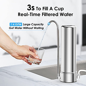 Waterdrop 5-Stage Stainless Steel Countertop Water Filter, Reduces Heavy Metals, Bad Taste, Chlorine, Up to 99% of Impurities, 2 Pack
