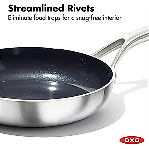OXO Mira Tri-Ply Stainless Steel PFAS-Free Nonstick, 12" Frying Pan Skillet, Induction, Multi Clad, Dishwasher and Metal Utensil Safe