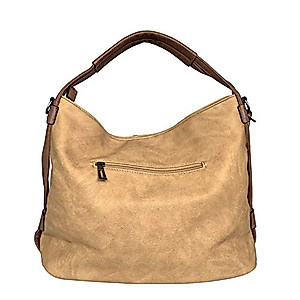 Women’s Classica Colorblock Hobo Bag Multicolor Handbag and Purses Patchwork Leather Shoulder Bags (khaki)