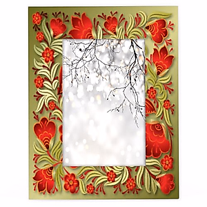 Yzrwebo Tropical Floral 8x10 Picture Frame Red Flower Leaves Wood Photo Frames High Transparent Horizontal and Vertical Tabletop Display or Wall Mounting for Family Home Gallery Office