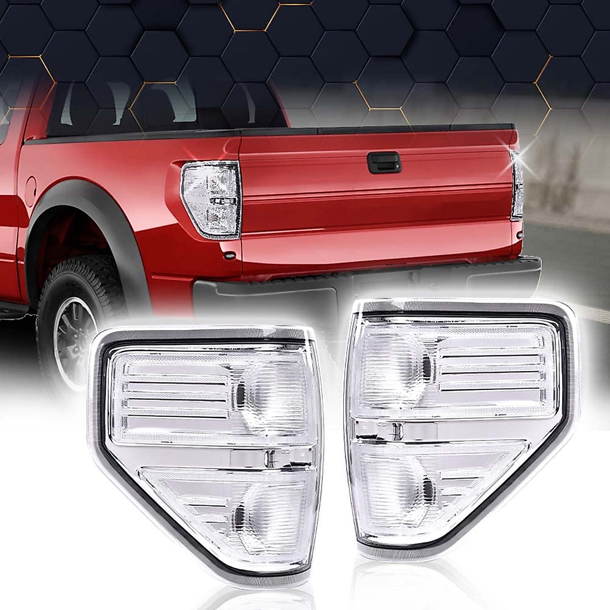 PIT66 Tail Lights Rear Lamps,Compatible with 2009-2014 Ford F150 (Basic Style, Black)