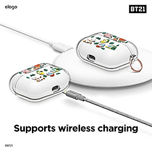 elago l BT21 Green Planet Case Compatible with Apple AirPods Pro, Durable TPU Material, Reduced Yellowing, Clear Protection, Supports Wireless Charging [Official Merchandise] (Forest)