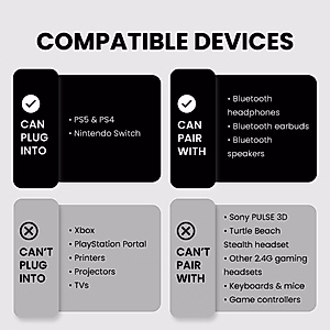 Avantree DG80 - USB Bluetooth 5.3 Adapter for PS5 & Gaming Consoles, Wireless Audio Transmitter Dongle, Compatible with Bluetooth Headphones or Earbuds with aptX-Adaptive or aptX Low Latency