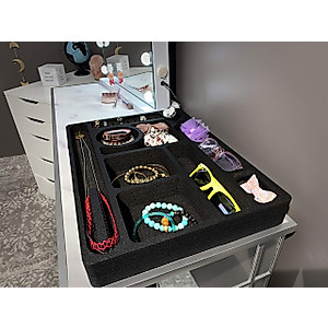 Polar Whale Jewelry Drawer Organizer Tray Washable Waterproof Foam Insert for Home Bedroom Dresser Bathroom 12.9 x 17.9 Inches Necklaces Bracelets Ear Rings