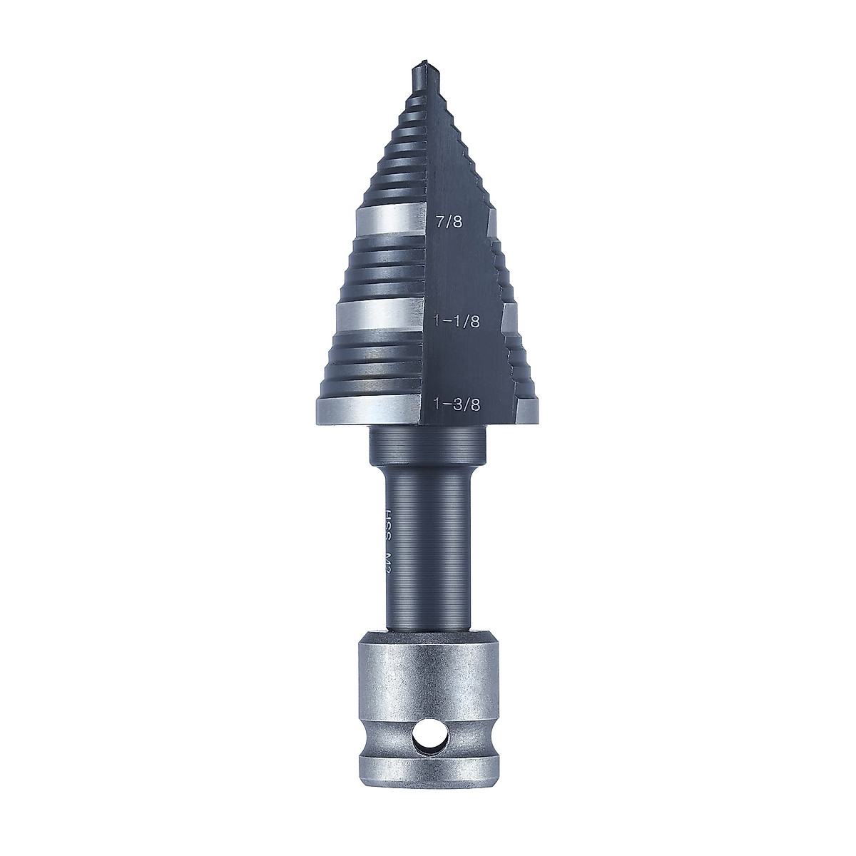Anfrere M2 HSS Step Drill Bit for Impact Drills, 7/8", 1-1/8", 1-3/8" Black Cone Drill Bits for Steel Metal Sheet Hole Drilling Cutting, Multiple Hole Unibit, Stepped Up Bits Home Tools