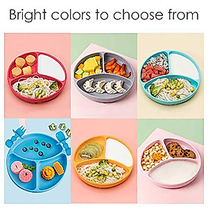 Silicone Suction Plates for Babies, Stick to High Chair Trays and Table, Divided Baby Dishes, Perfect Kids Plates, BPA Free