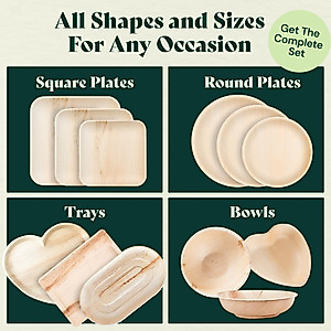 Chic Leaf Compostable & Biodegradable Palm Leaf Disposable Bamboo Plates - Disposable Party Plates for Appetizers (1, 7'' (Pack of 50))
