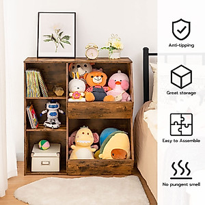 HOOBRO Storage Chest and Kids Bookshelf, Wooden Storage Box, Toy Storage Organizer BF75CW01-BF31CW01