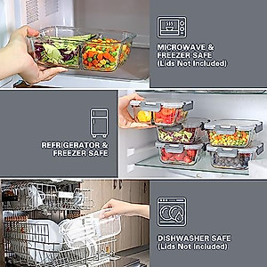 Moretoes 5pcs 35oz Glass Food Storage Containers 3 Compartments Portion Control with Upgraded Snap Locking Lids, Meal Prep Glass Airtight Leakproof Set, Safe Home Container Suitable for Freezer, Ovens