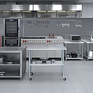 24" X 48" AmGood Stainless Steel Work Table with Wheels | Metal Mobile Table | Food Prep