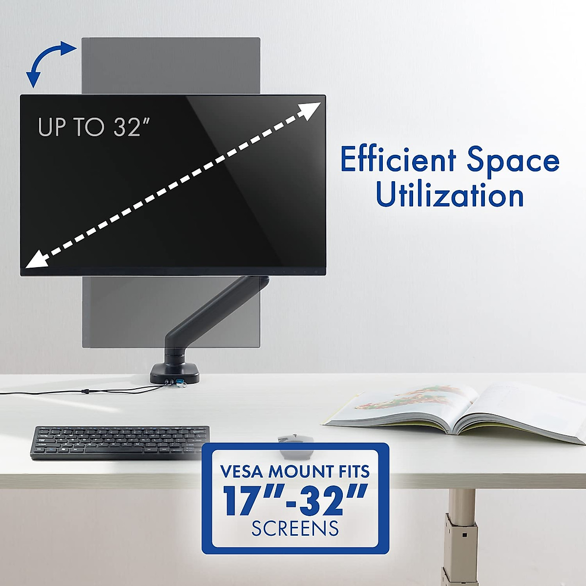 Stellar Mounts Spring LCD Monitor Arm with USB and Multimedia Ports for: Sceptre 30-inch Curved Gaming Monitor 21:9 2560x1080 Ultra Wide Ultra Slim 200Hz Metal Black (C305B-200UN1)