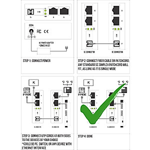 2 port RJ-45 Gigabit Ethernet to WDM SC Single Mode Single Fiber BiDi Media Converter - Built-in Fiber Module 20km (12.42 Miles) to UTP Cat5e Cat6 10 100 1000 RJ-45 AutoSensing 1 Pair Set 1310/1550nm