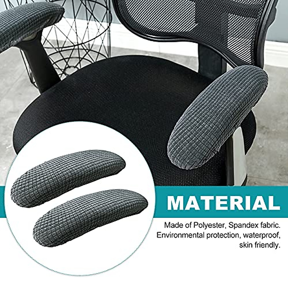 iayokocc 1pair Office Chair Armrest Cover Removable Desk Chair Arm Pad Cushions Elastic Washable Chair Arm Rest Covers Waterproof Fabric Chair Armrest Slipcovers (Wine Red)