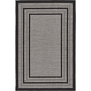 Unique Loom Outdoor Border Collection Area Rug - Multi Border (3' 3" x 5' 1" Rectangle, Gray/ Black)