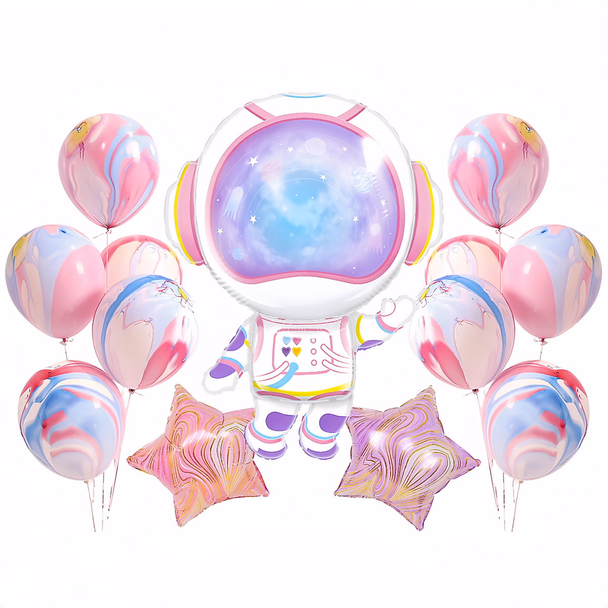 13Pcs Astronaut Balloons for Girls/Girl Astronaut Space Party Decor/Purple Outer Space Astronaut 4D Planet Balloons for Girl/Galaxy Planet Balloons/Space Travel Theme Birthday/UFO Baby Shower