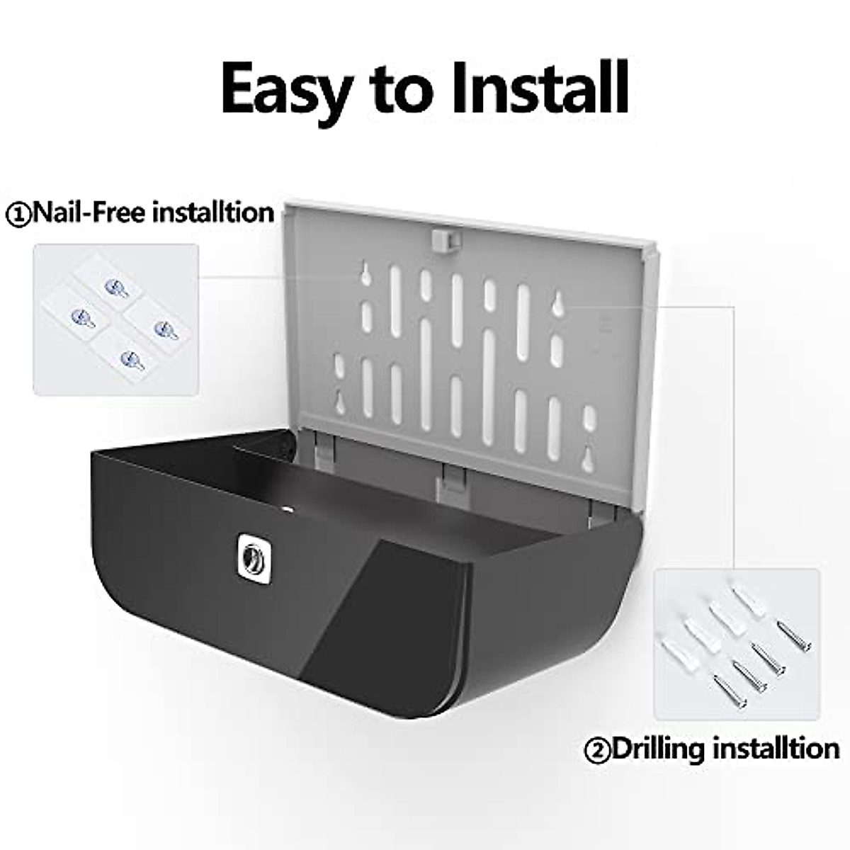 PLUSSEN Paper Towel Dispenser Wall Mount,Black Commercial Paper Towels Holder Dispensing Multi-Fold Trifold Tissue for Bathroom Kitchen Office