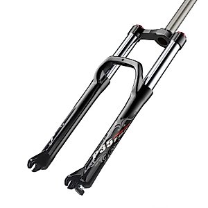 RUJIXU Bike Fat Fork 20 Inch 4.0" Tire Air Suspension Fork 1-1/8" Disc Brake Bicycle QR 9mm Travel 100mm Manual Lock Snow Beach XC MTB Bicycle Accessories Delivery from USA (Color : White)